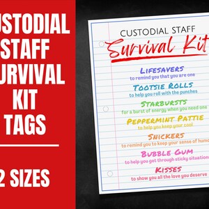 Custodial Staff Survival Kit Gift Tags, School Custodian Staff ...