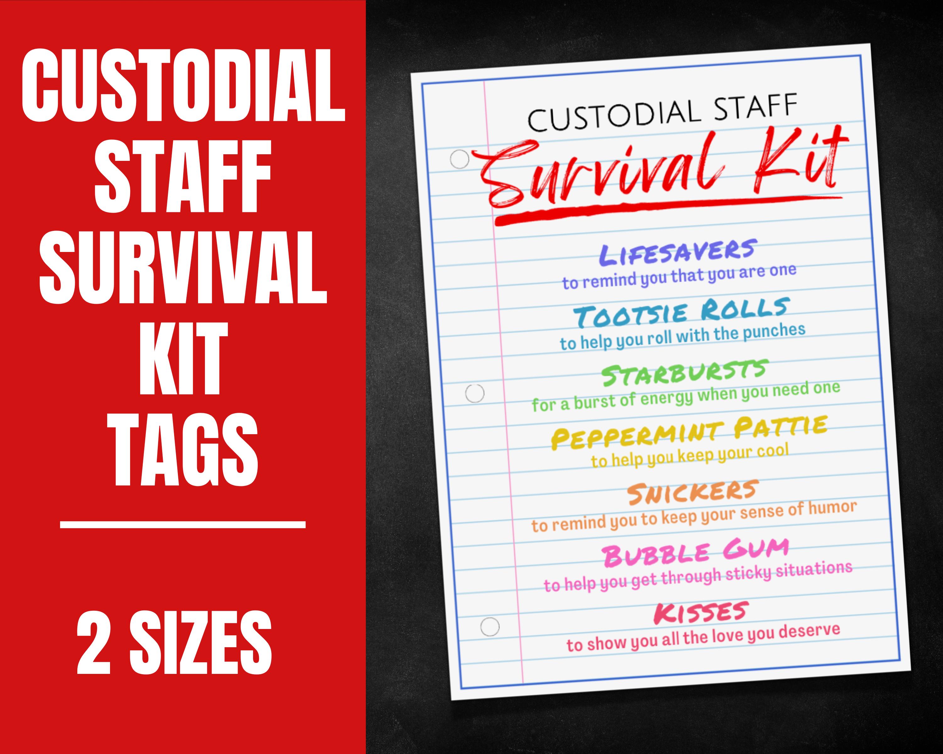 Custodial Staff Survival Kit Gift Tags, School Custodian Staff ...