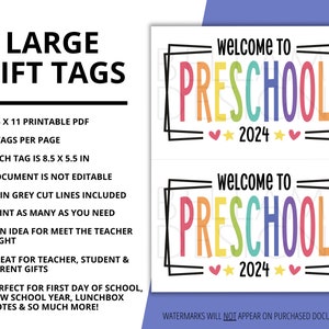 Welcome to Preschool Gift Tag, Back to School Treat First Day of School ...