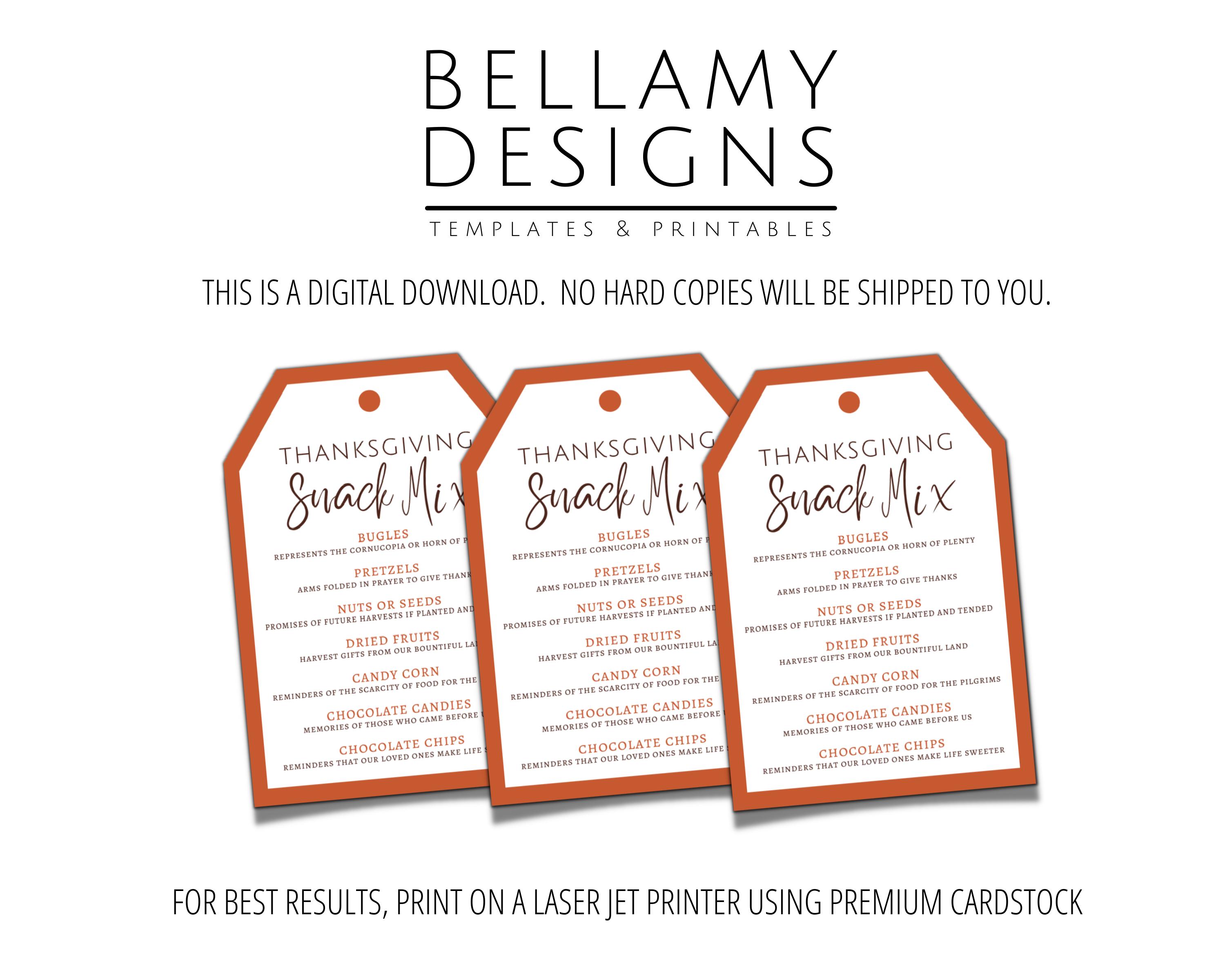 Editable Thanksgiving Snack Mix Gift Tags, Friendsgiving Printable ...