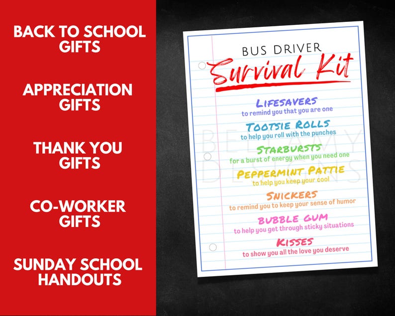 Bus Driver Survival Kit Gift Tags, Transportation Department ...