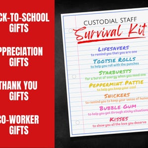 Custodial Staff Survival Kit Gift Tags, School Custodian Staff ...