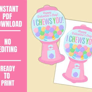 Gumball Machine I Chews You, Gum Ball Valentine Exchange, Bubblegum ...