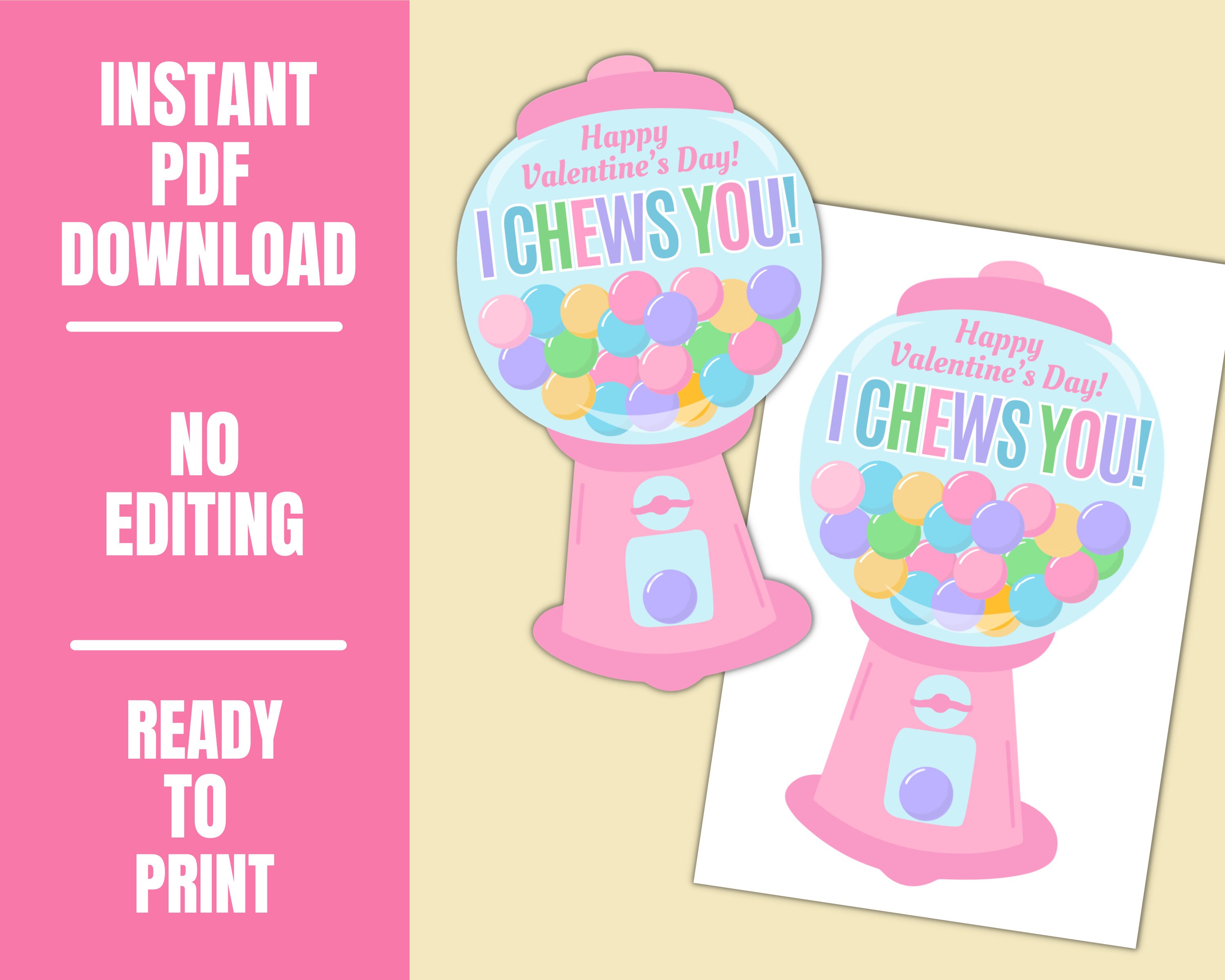 Gumball Machine I Chews You, Gum Ball Valentine Exchange, Bubblegum ...