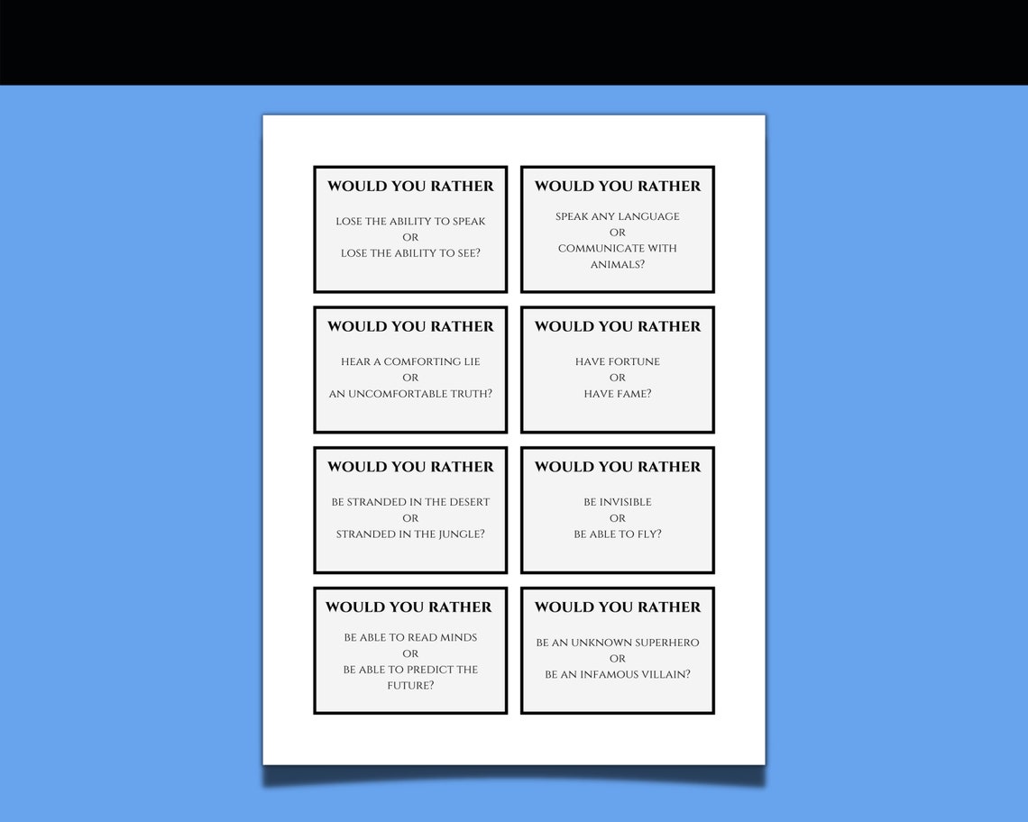 Would You Rather Cards Teambuilding Activity Office Classroom - Etsy