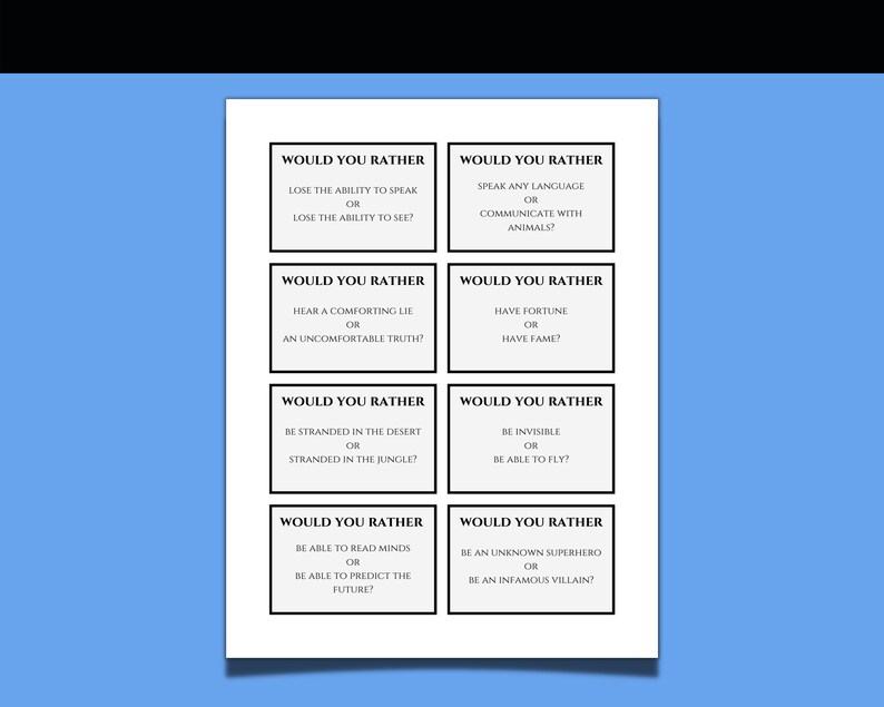 Would You Rather Cards Teambuilding Activity, Office Classroom or Team ...