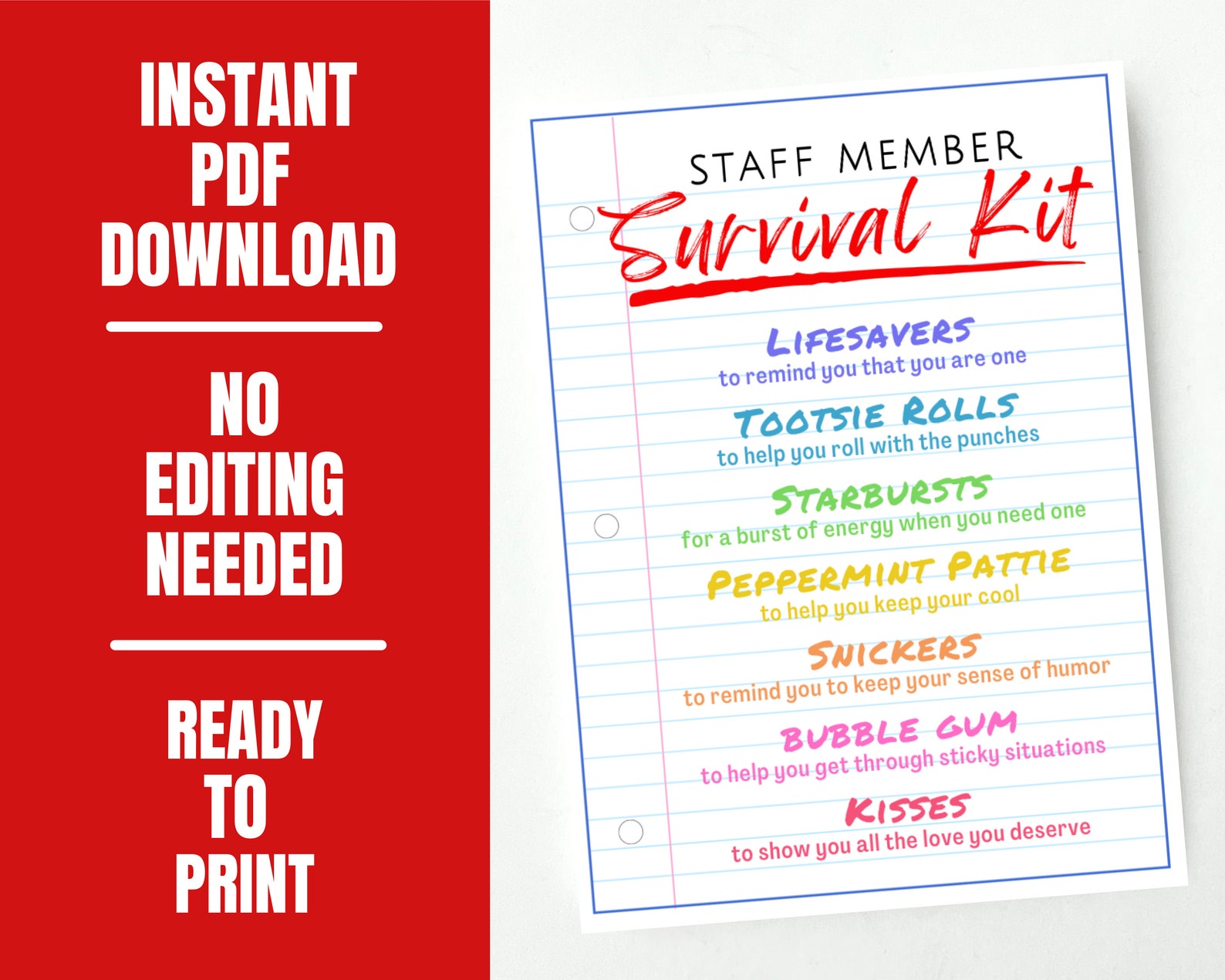 Staff Member Survival Kit Gift Tags Staff Appreciation and - Etsy