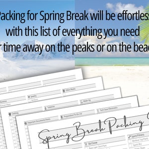 Spring Break Packing List Planner, Vacation Packing Checklist ...