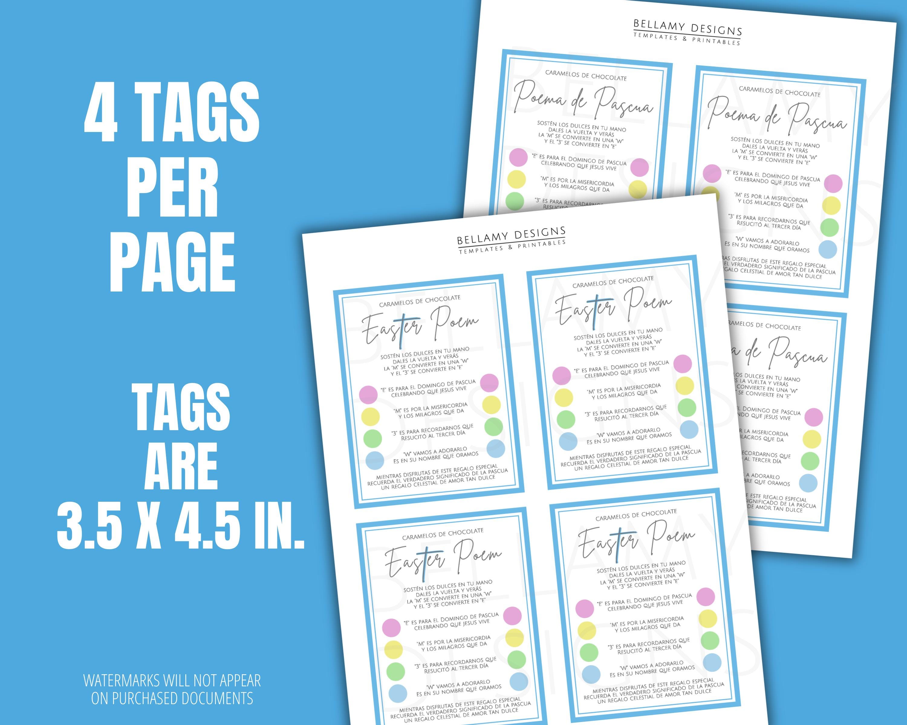 Easter Poem Spanish Version Candy Gift Tags Printable, Easter Basket ...