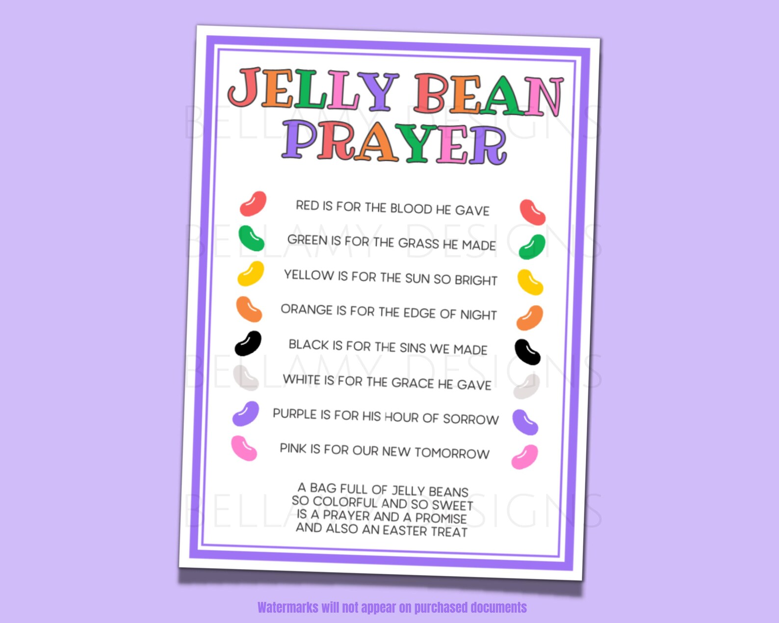 Jelly Bean Prayer Poem Printable, Religious Gift Tags, Easter Basket ...