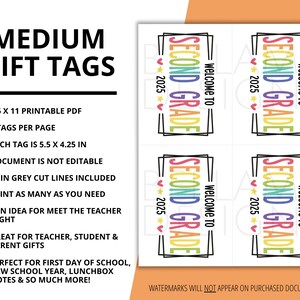 Welcome to Second Grade Gift Tag, Back to School Treat First Day of ...