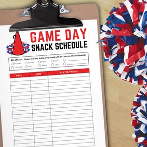EDITABLE Cheerleading Snack Schedule Sign up Sheet, Cheer Game Day ...