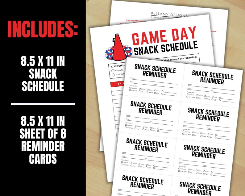 EDITABLE Cheerleading Snack Schedule Sign up Sheet, Cheer Game Day ...