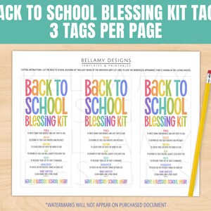 Back to School Blessing Kit Gift Tags, First Day of School Bag Tag for ...