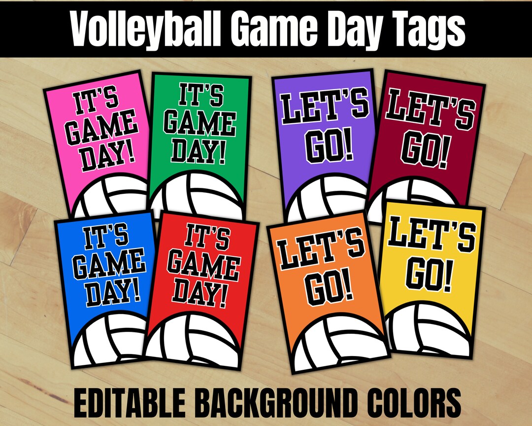 Editable Volleyball Game Day Tags Volleyball Treat Bag Tags - Etsy