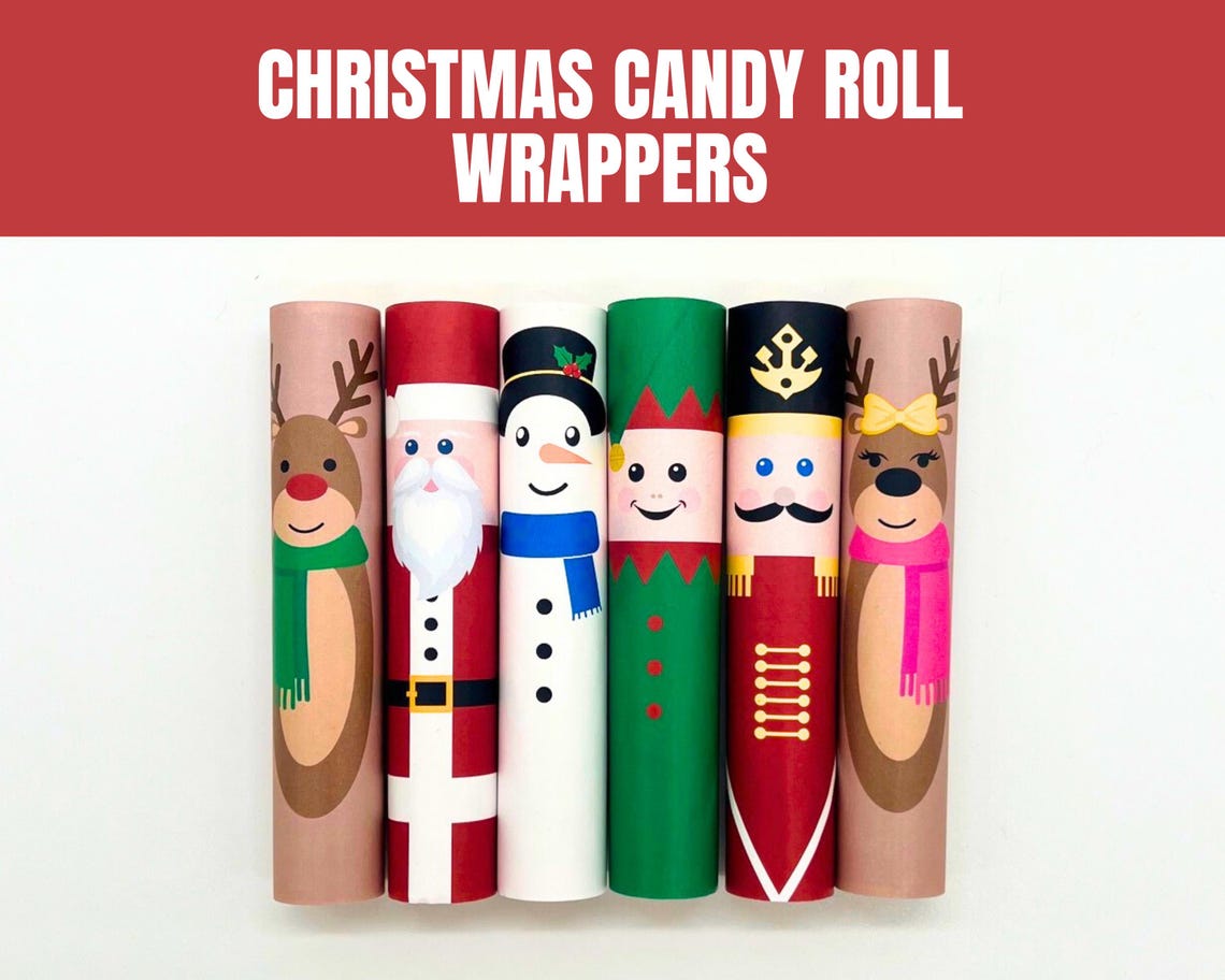 Christmas Candy Roll Wrappers, Printable Chocolate Wrappers Christmas ...