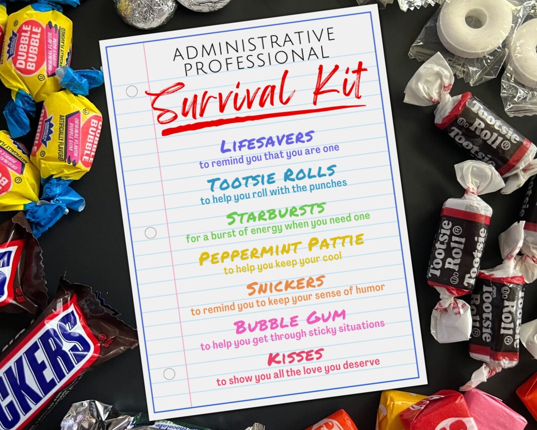 Administrative Professional Survival Kit Gift Tags, Administrative ...