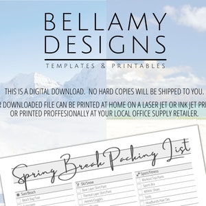 Spring Break Packing List Planner, Vacation Packing Checklist ...