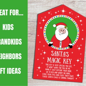 Santa's Magic Key Poem Printable Tag, Santa Key Tag, Party Gift Favor ...