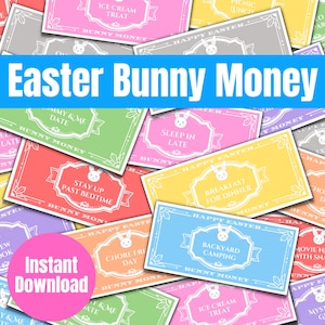 Easter Bunny Money, Bunny Bucks Printable Cards, Easter Coupon Basket ...