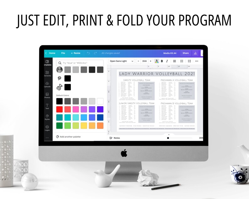 Bi-fold Program Template Printable and Editable Folded - Etsy