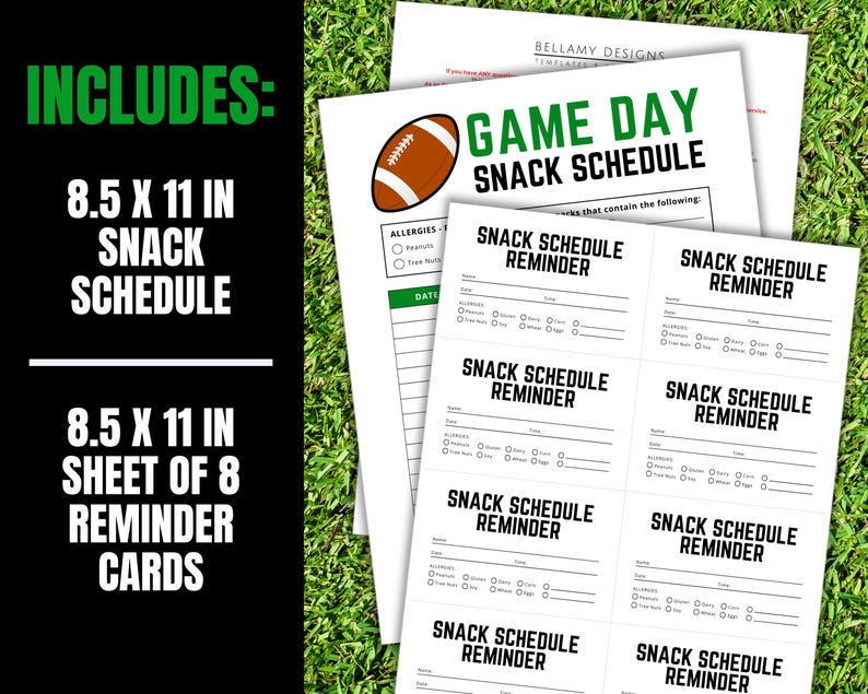 EDITABLE Football Snack Schedule Sign up Sheet, Football Coach and Team ...