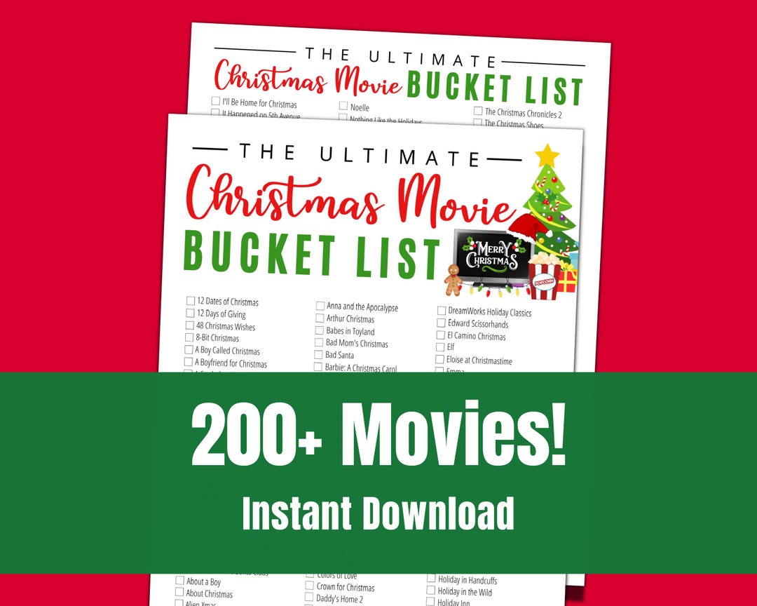 Christmas Movie Bucket List, Family Movie Night Printable, Xmas Movie ...