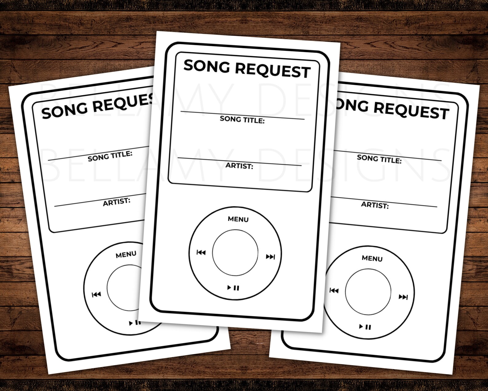 Song Request Cards & Signs, Karaoke Band DJ Printable Song Request Tags ...