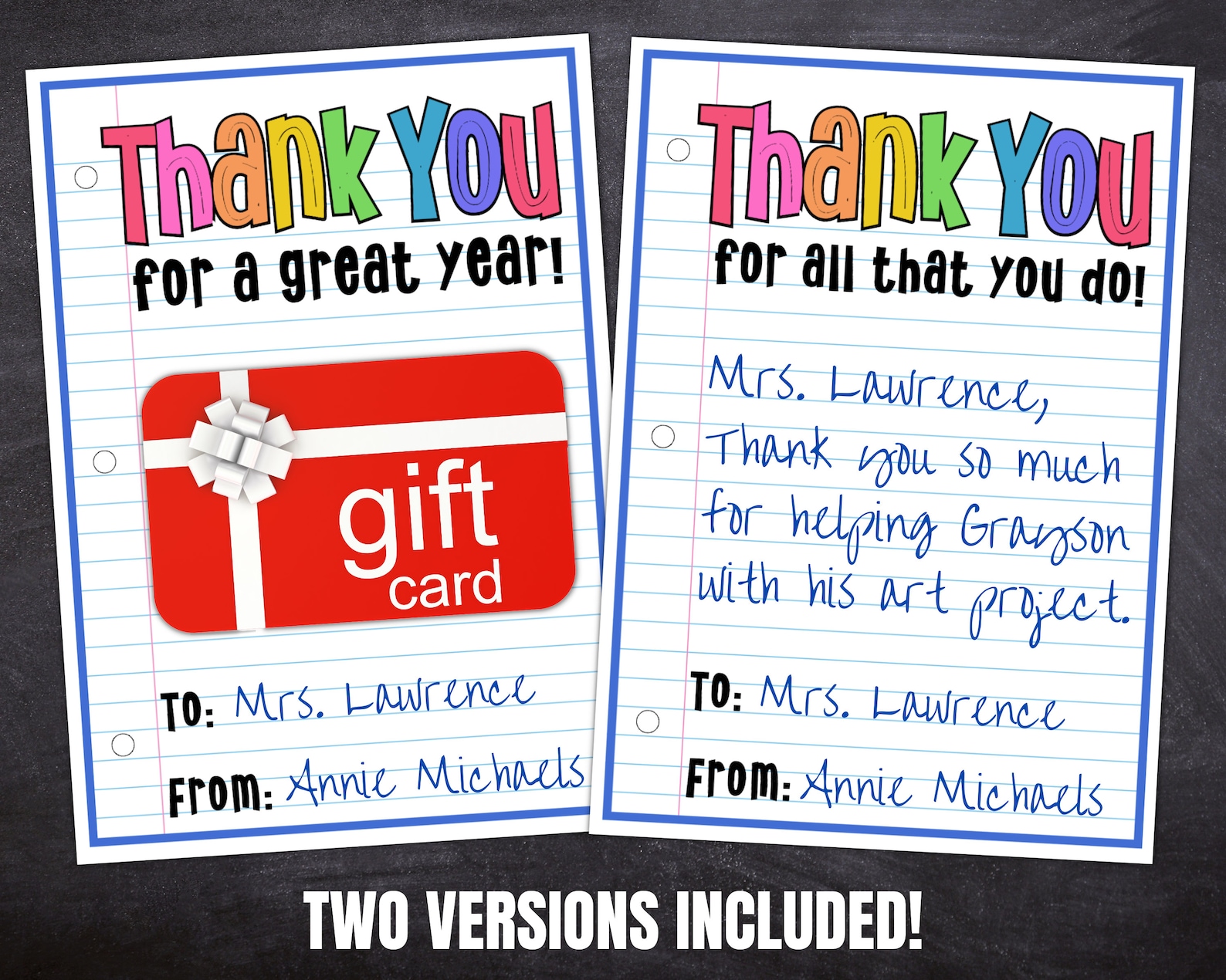 End of Year Teacher Thank You Printable Thanks End of School - Etsy