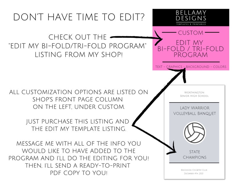 Bi-fold Program Template Printable and Editable Folded - Etsy