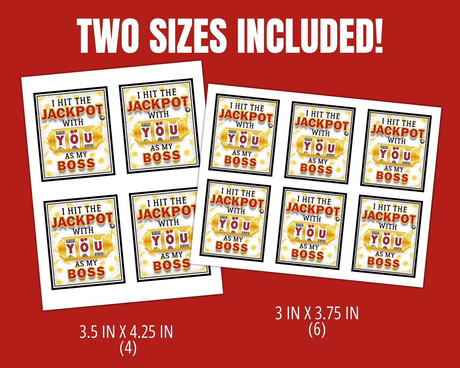 Hit the Jackpot Boss Appreciation Gift Tags, Jackpot Lottery Tag ...