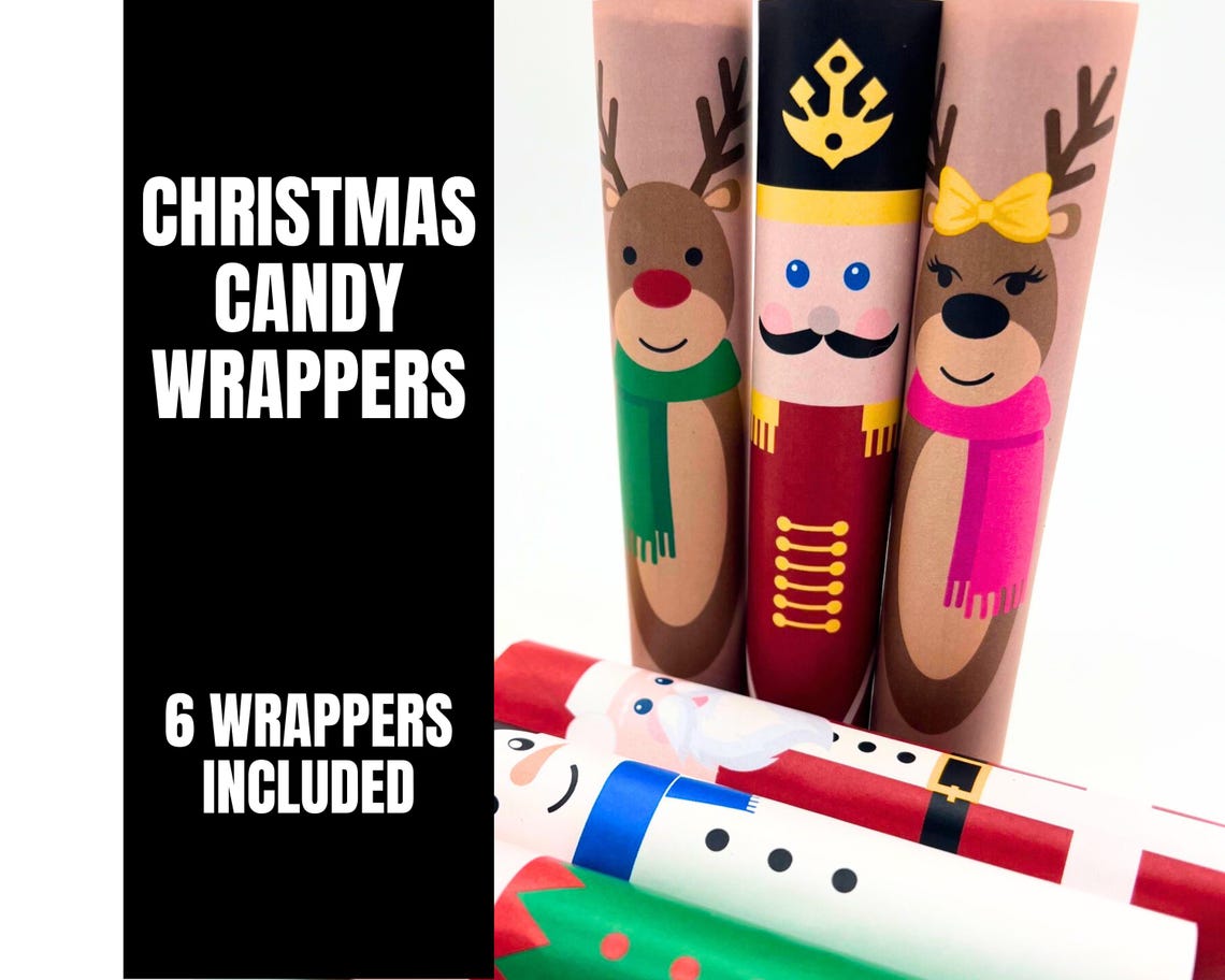 Christmas Candy Roll Wrappers, Printable Chocolate Wrappers Christmas ...