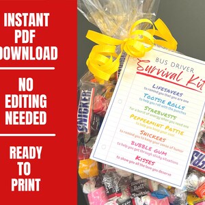 Bus Driver Survival Kit Gift Tags Transportation Department - Etsy