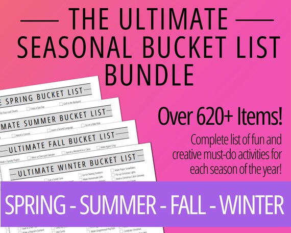 Seasonal Bucket List Bundle Kids Family Adults Seasonal - Etsy