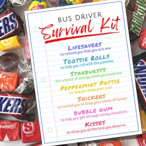 Bus Driver Survival Kit Gift Tags, Transportation Department ...