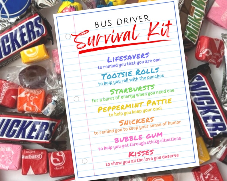 Bus Driver Survival Kit Gift Tags Transportation Department - Etsy