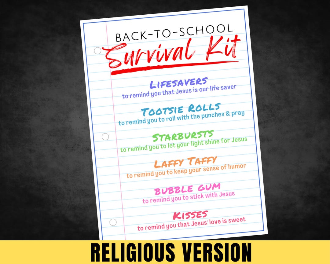 Religious Back-to-school Survival Kit Gift Tags, Meet the Teacher ...