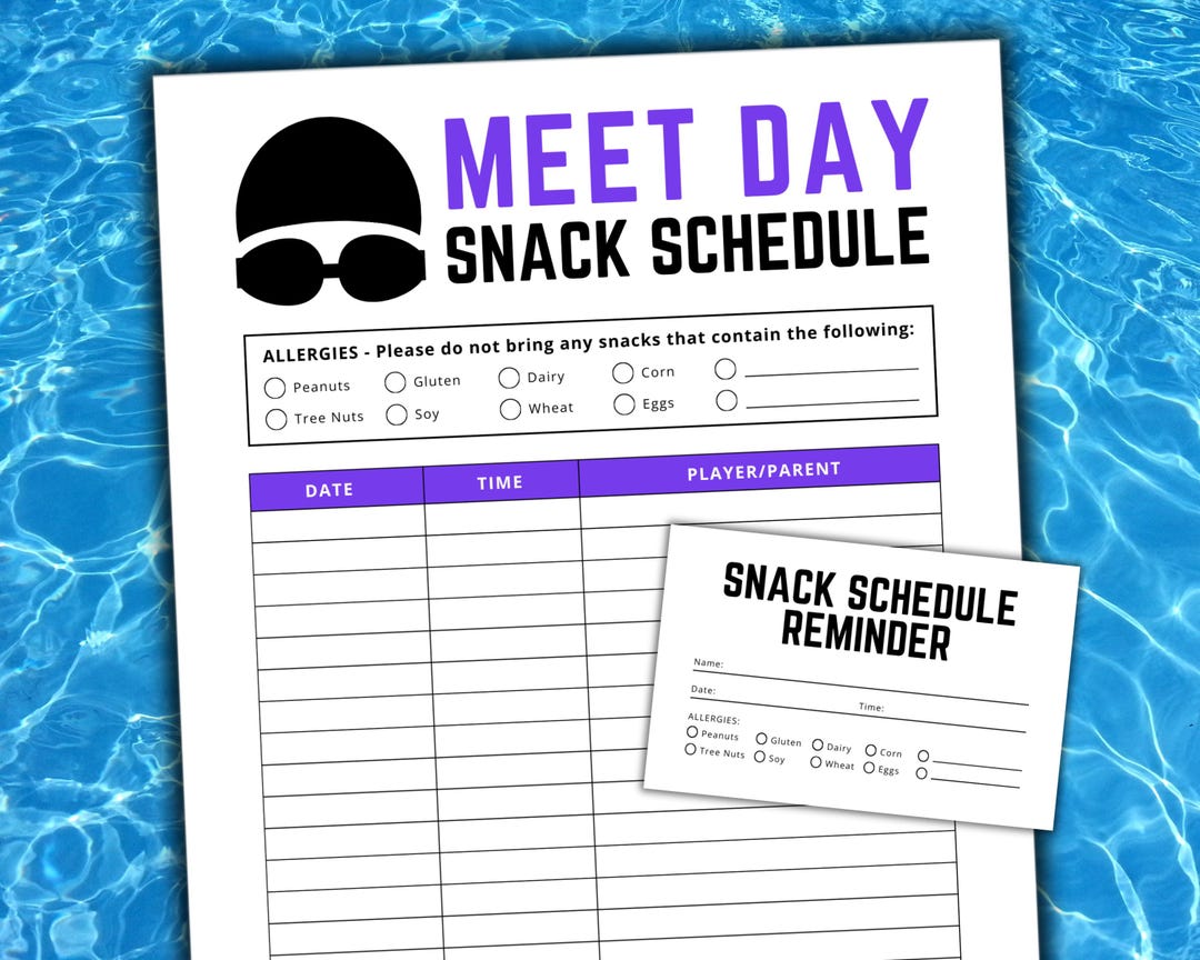 EDITABLE Swimming Snack Schedule Sign up Sheet, Swim Team Meet Day ...