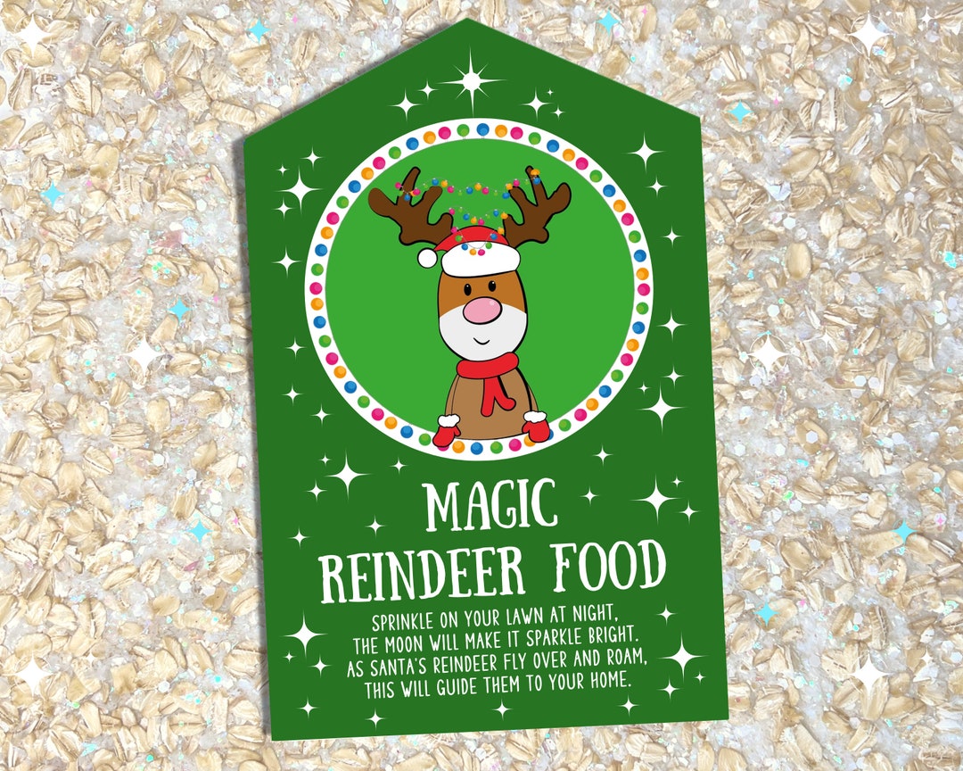 Green Magic Reindeer Food Poem Tag, Christmas Eve Box Idea, Night ...