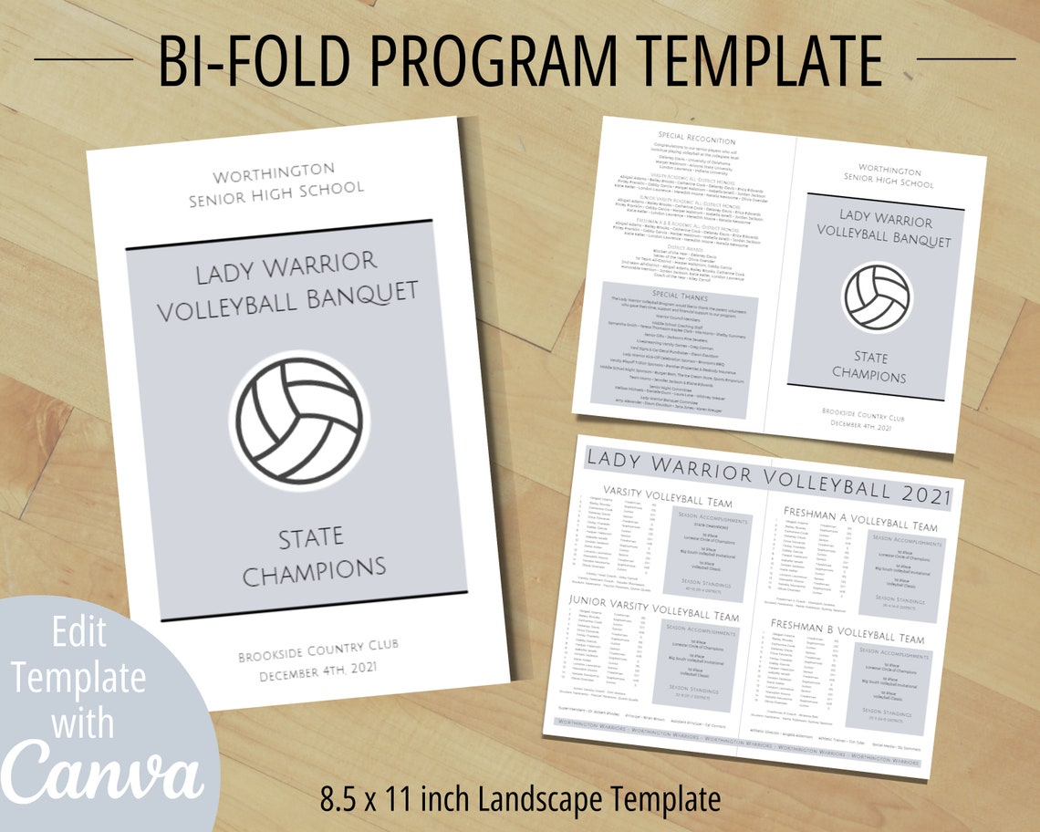 Bi-fold Program Template Printable and Editable Folded - Etsy