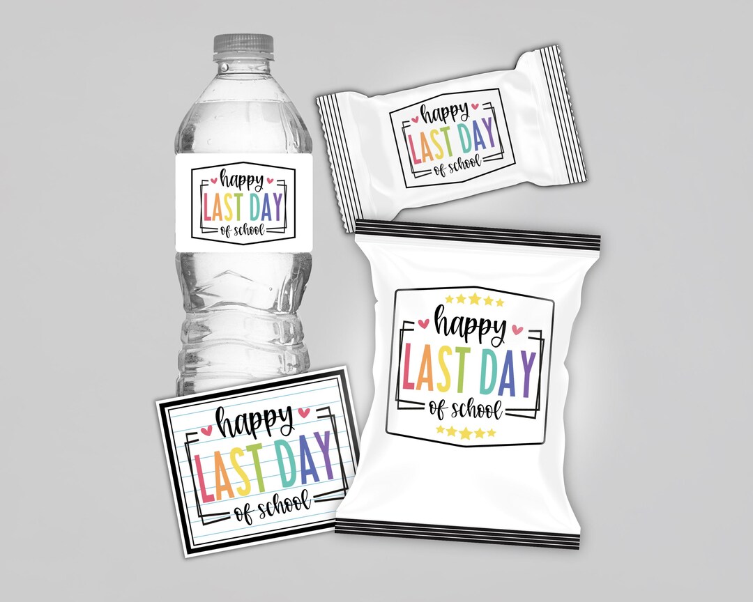 Last Day of School Water Bottle Labels, End of School Chip Bag Party ...