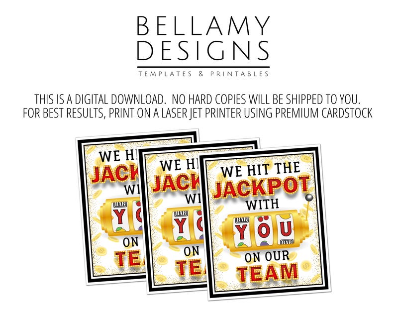 Hit the Jackpot Sports Team Gift Tags, Team Appreciation, Jackpot ...
