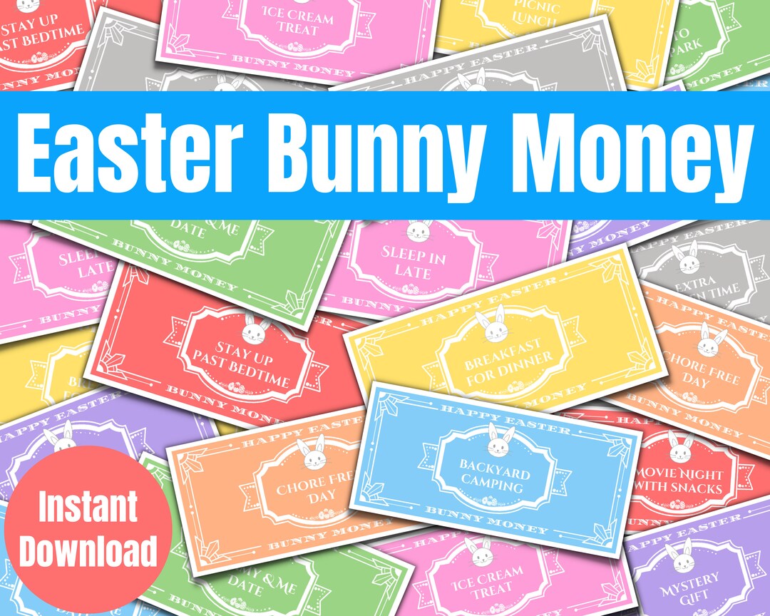 Easter Bunny Money Bunny Bucks Printable Cards Easter Coupon - Etsy