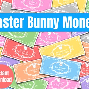 Easter Bunny Money Bunny Bucks Printable Cards Easter Coupon - Etsy