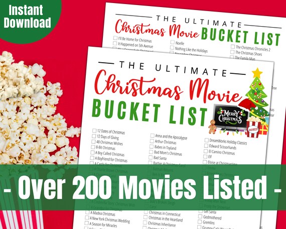 Christmas Movie Bucket List Family Movie Night Printable - Etsy