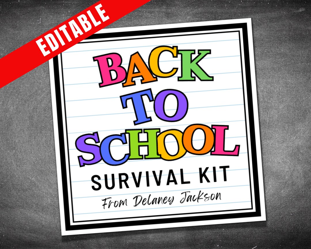 Back to School Survival Kit Gift Tags, Welcome Back 1st Day of School ...