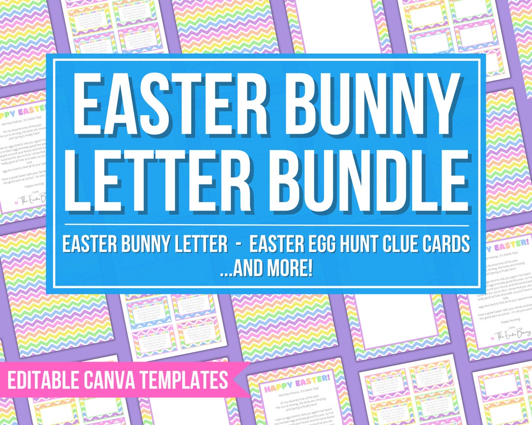 Editable Easter Bunny Letter Bundle Template Easter Egg Hunt - Etsy