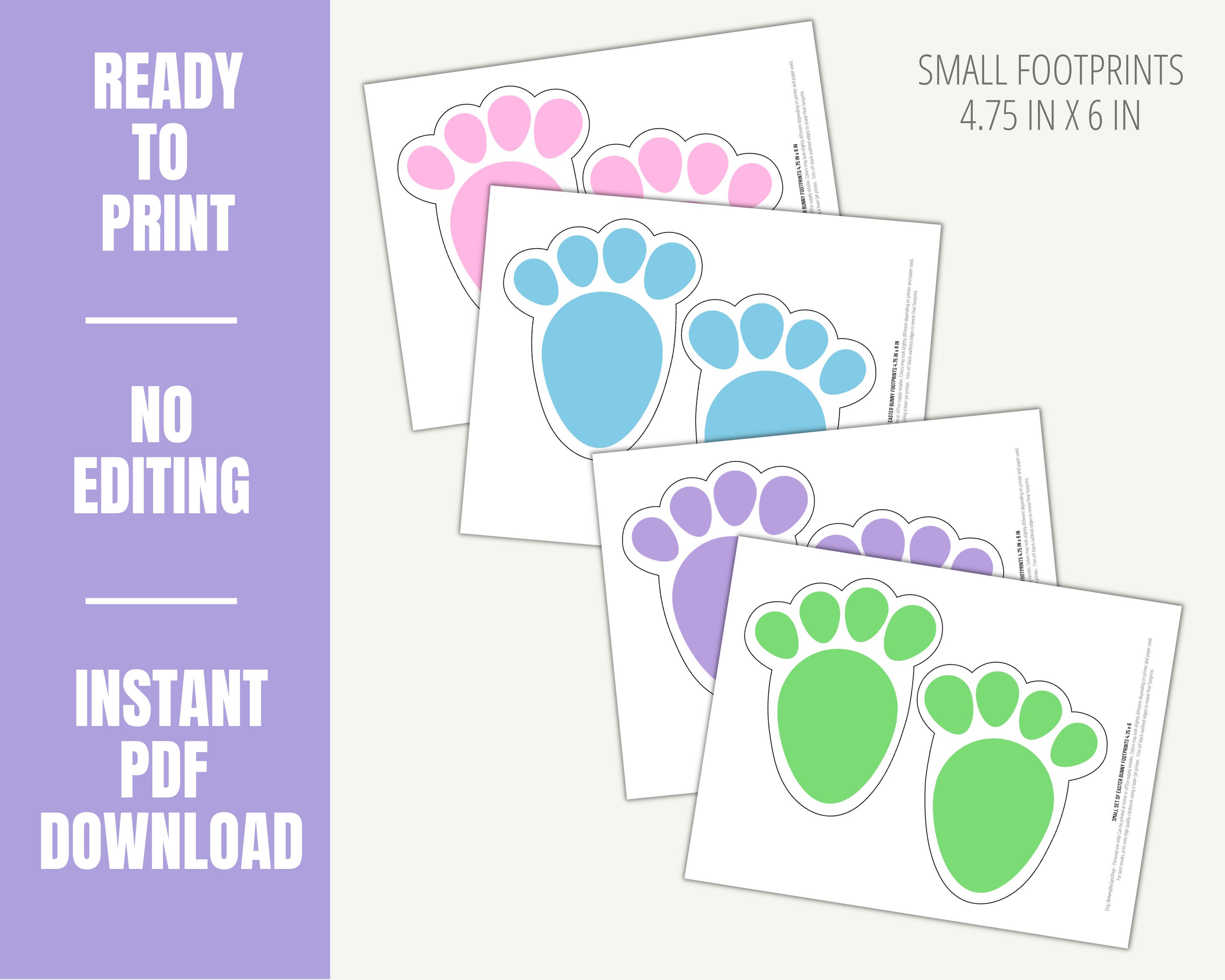 Printable Bunny Footprints Easter Bunny Footprint Activity - Etsy