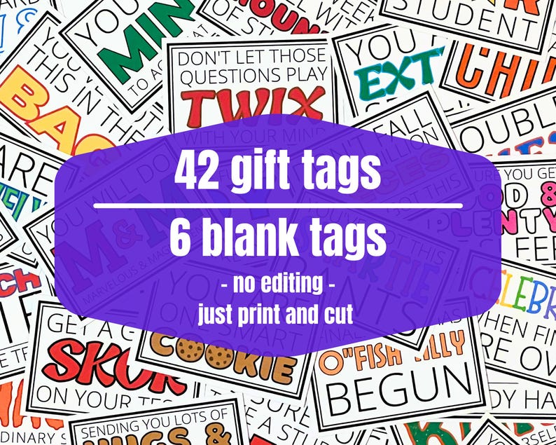 Exams Care Package Tags, Printable Gift Tags for Students, Final Exams ...
