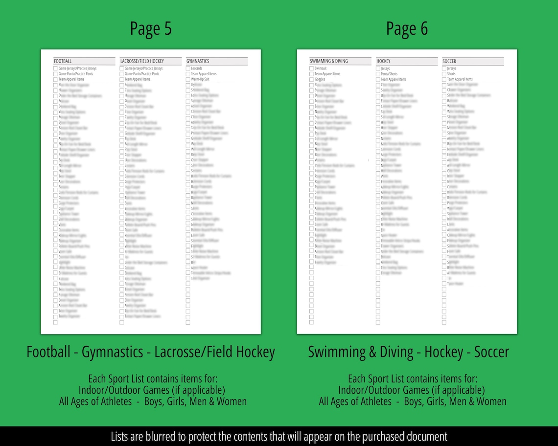 Sports Packing List for Athletes Parents Team Moms, Tournament Game ...